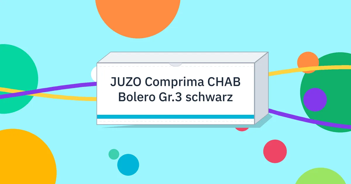 Symbolbild: Packung mit der Aufschrift JUZO Comprima CHAB Bolero Gr.3 schwarz (PZN 20781904) – Verfügbarkeit und Bezug in Apotheken in Frankfurt am Main