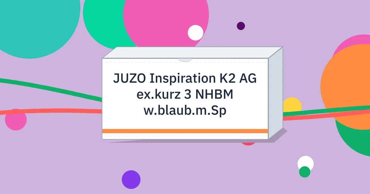 Symbolbild: Packung mit der Aufschrift JUZO Inspiration K2 AG ex.kurz 3 NHBM w.blaub.m.Sp (PZN 14962903) – Verfügbarkeit und Bezug in Apotheken in Frankfurt am Main