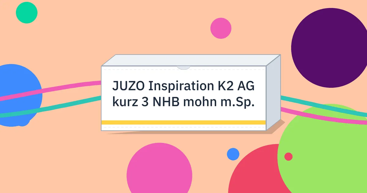 Symbolbild: Packung mit der Aufschrift JUZO Inspiration K2 AG kurz 3 NHB mohn m.Sp. (PZN 14948470) – Verfügbarkeit und Bezug in Apotheken in Frankfurt am Main