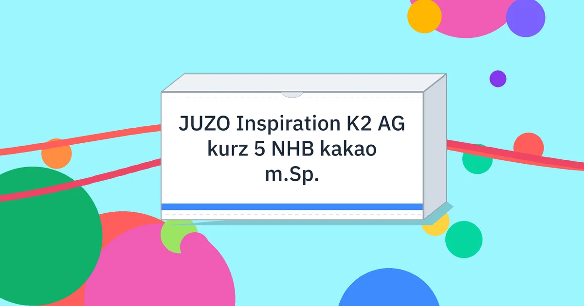 Symbolbild: Packung mit der Aufschrift JUZO Inspiration K2 AG kurz 5 NHB kakao m.Sp. (PZN 14949676) – Verfügbarkeit und Bezug in Apotheken in Frankfurt am Main