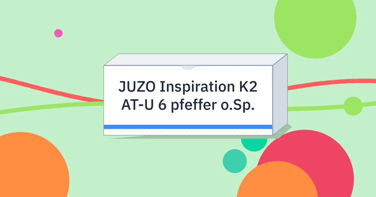 Symbolbild: Packung mit der Aufschrift JUZO Inspiration K2 AT-U 6 pfeffer o.Sp. (PZN 14928438) – Verfügbarkeit und Bezug in Apotheken in Frankfurt am Main
