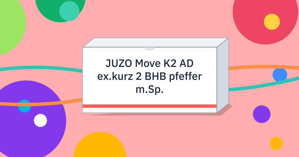 Symbolbild: Packung mit der Aufschrift JUZO Move K2 AD ex.kurz 2 BHB pfeffer m.Sp. (PZN 16340560) – Verfügbarkeit und Bezug in Apotheken in Frankfurt am Main