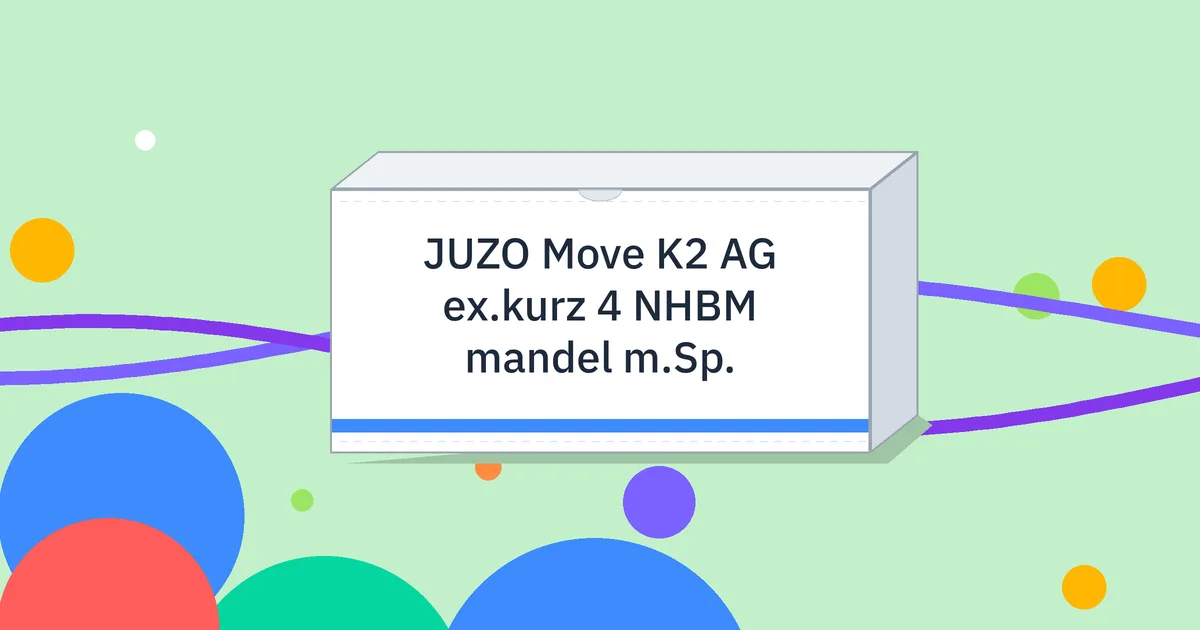 Symbolbild: Packung mit der Aufschrift JUZO Move K2 AG ex.kurz 4 NHBM mandel m.Sp. (PZN 16642686) – Verfügbarkeit und Bezug in Apotheken in Frankfurt am Main