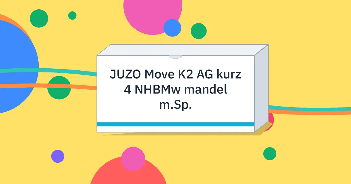 Symbolbild: Packung mit der Aufschrift JUZO Move K2 AG kurz 4 NHBMw mandel m.Sp. (PZN 16644277) – Verfügbarkeit und Bezug in Apotheken in Frankfurt am Main