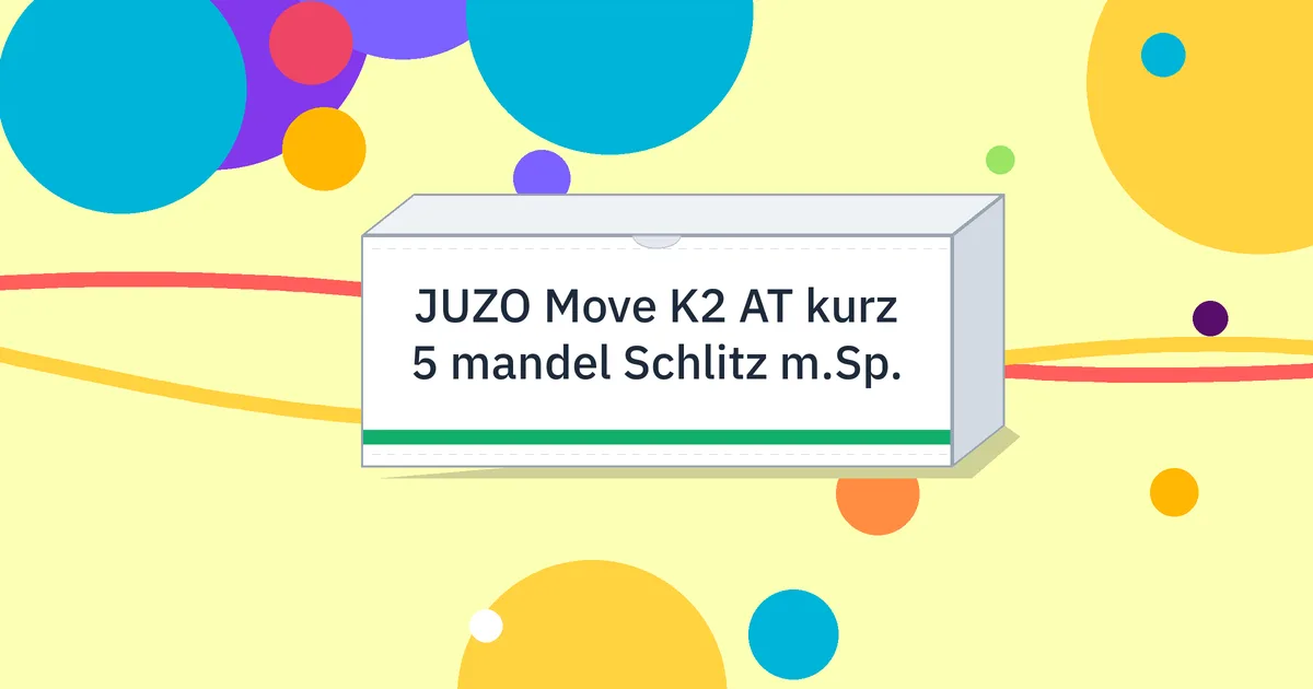 Symbolbild: Packung mit der Aufschrift JUZO Move K2 AT kurz 5 mandel Schlitz m.Sp. (PZN 20675036) – Verfügbarkeit und Bezug in Apotheken in Frankfurt am Main