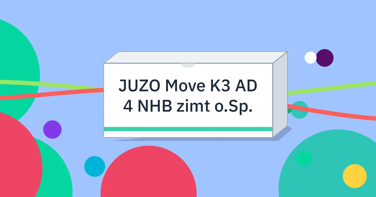 Symbolbild: Packung mit der Aufschrift JUZO Move K3 AD 4 NHB zimt o.Sp. (PZN 18567500) – Verfügbarkeit und Bezug in Apotheken in Frankfurt am Main