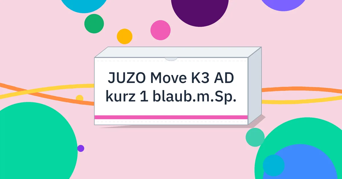 Symbolbild: Packung mit der Aufschrift JUZO Move K3 AD kurz 1 blaub.m.Sp. (PZN 18571795) – Verfügbarkeit und Bezug in Apotheken in Frankfurt am Main