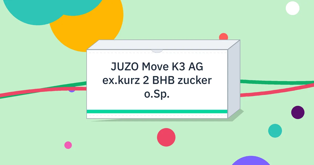 Symbolbild: Packung mit der Aufschrift JUZO Move K3 AG ex.kurz 2 BHB zucker o.Sp. (PZN 18585455) – Verfügbarkeit und Bezug in Apotheken in Frankfurt am Main