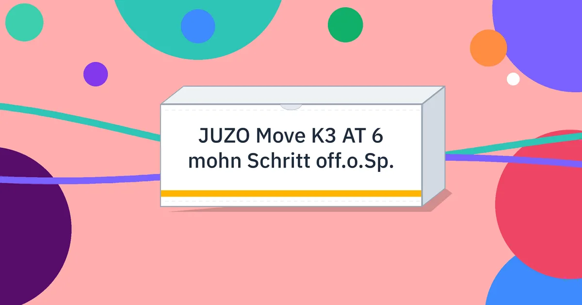 Symbolbild: Packung mit der Aufschrift JUZO Move K3 AT 6 mohn Schritt off.o.Sp. (PZN 20679235) – Verfügbarkeit und Bezug in Apotheken in Frankfurt am Main