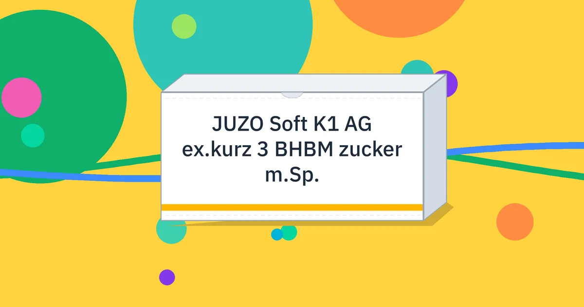 Symbolbild: Packung mit der Aufschrift JUZO Soft K1 AG ex.kurz 3 BHBM zucker m.Sp. (PZN 14856064) – Verfügbarkeit und Bezug in Apotheken in Frankfurt am Main