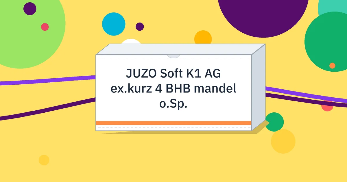 Symbolbild: Packung mit der Aufschrift JUZO Soft K1 AG ex.kurz 4 BHB mandel o.Sp. (PZN 14824360) – Verfügbarkeit und Bezug in Apotheken in Frankfurt am Main