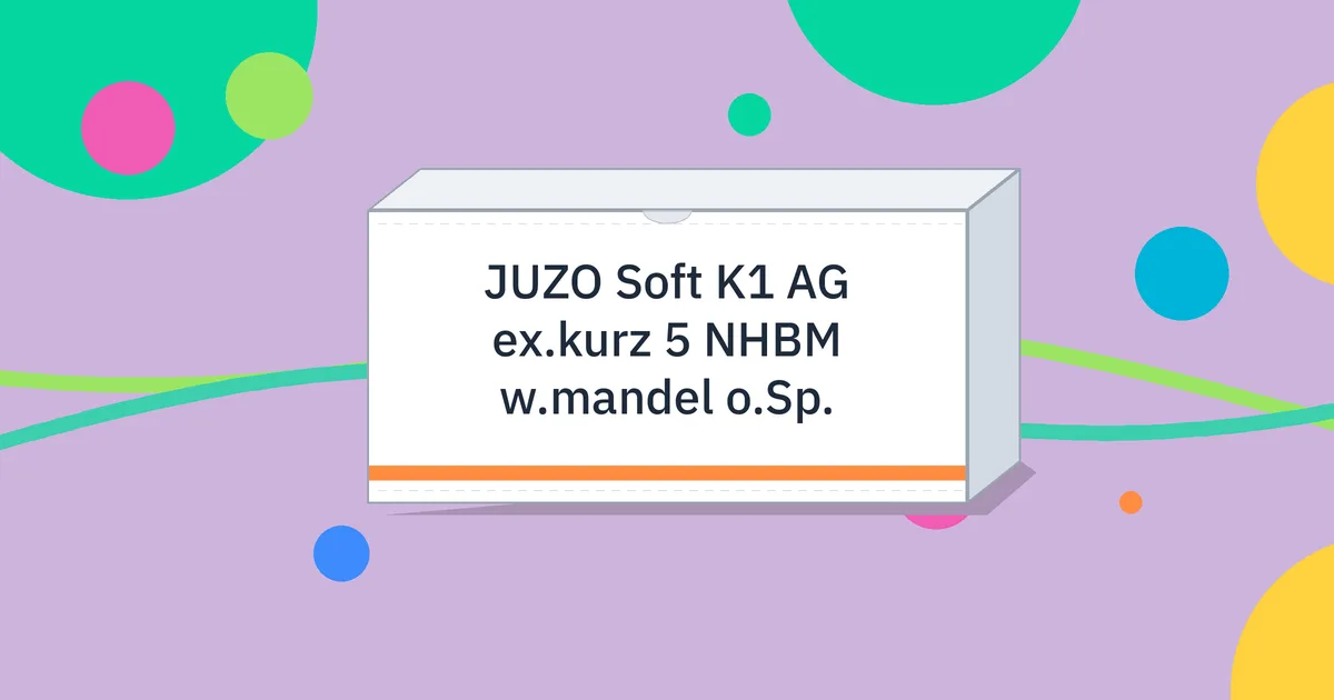 Symbolbild: Packung mit der Aufschrift JUZO Soft K1 AG ex.kurz 5 NHBM w.mandel o.Sp. (PZN 15017851) – Verfügbarkeit und Bezug in Apotheken in Frankfurt am Main