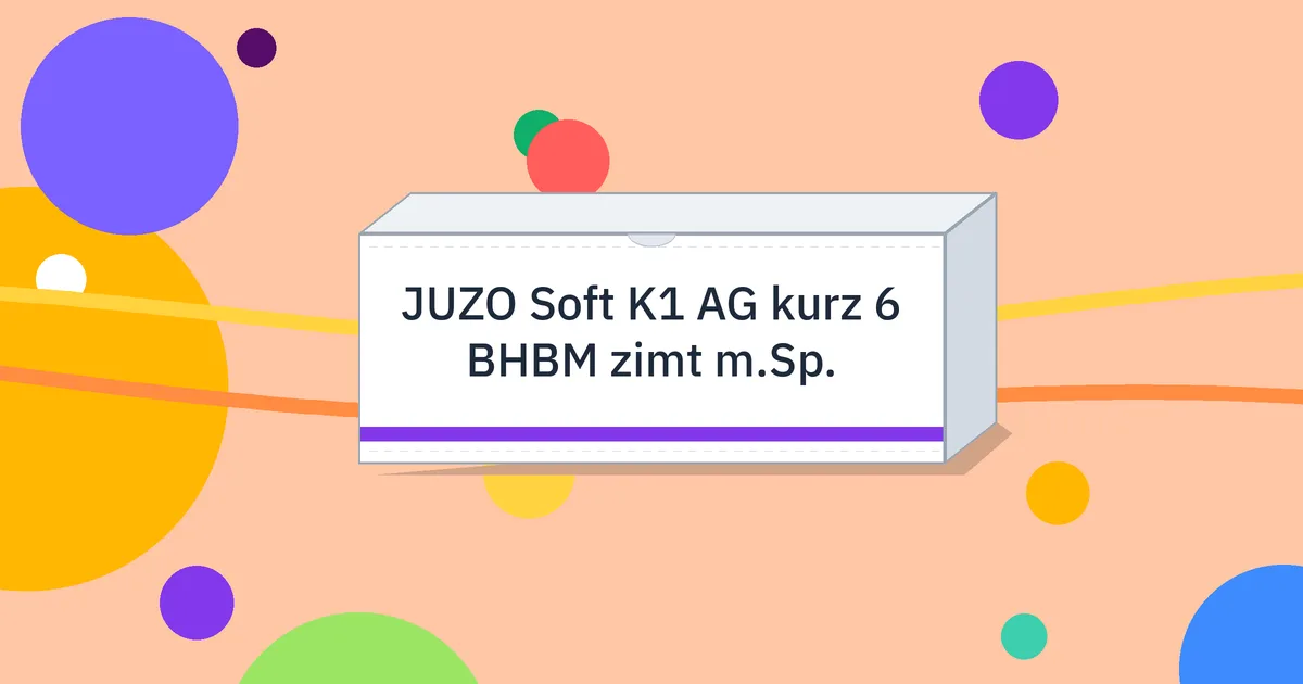Symbolbild: Packung mit der Aufschrift JUZO Soft K1 AG kurz 6 BHBM zimt m.Sp. (PZN 14855550) – Verfügbarkeit und Bezug in Apotheken in Frankfurt am Main