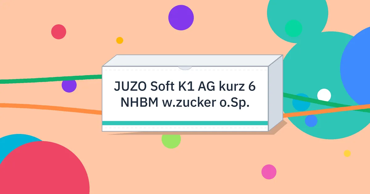 Symbolbild: Packung mit der Aufschrift JUZO Soft K1 AG kurz 6 NHBM w.zucker o.Sp. (PZN 15000342) – Verfügbarkeit und Bezug in Apotheken in Frankfurt am Main