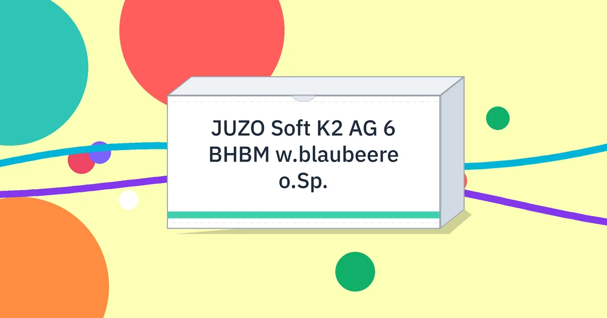 Symbolbild: Packung mit der Aufschrift JUZO Soft K2 AG 6 BHBM w.blaubeere o.Sp. (PZN 14868966) – Verfügbarkeit und Bezug in Apotheken in Frankfurt am Main