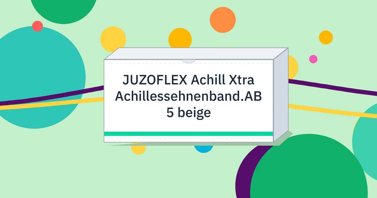Symbolbild: Packung mit der Aufschrift JUZOFLEX Achill Xtra Achillessehnenband.AB 5 beige (PZN 16634681) – Verfügbarkeit und Bezug in Apotheken in Frankfurt am Main