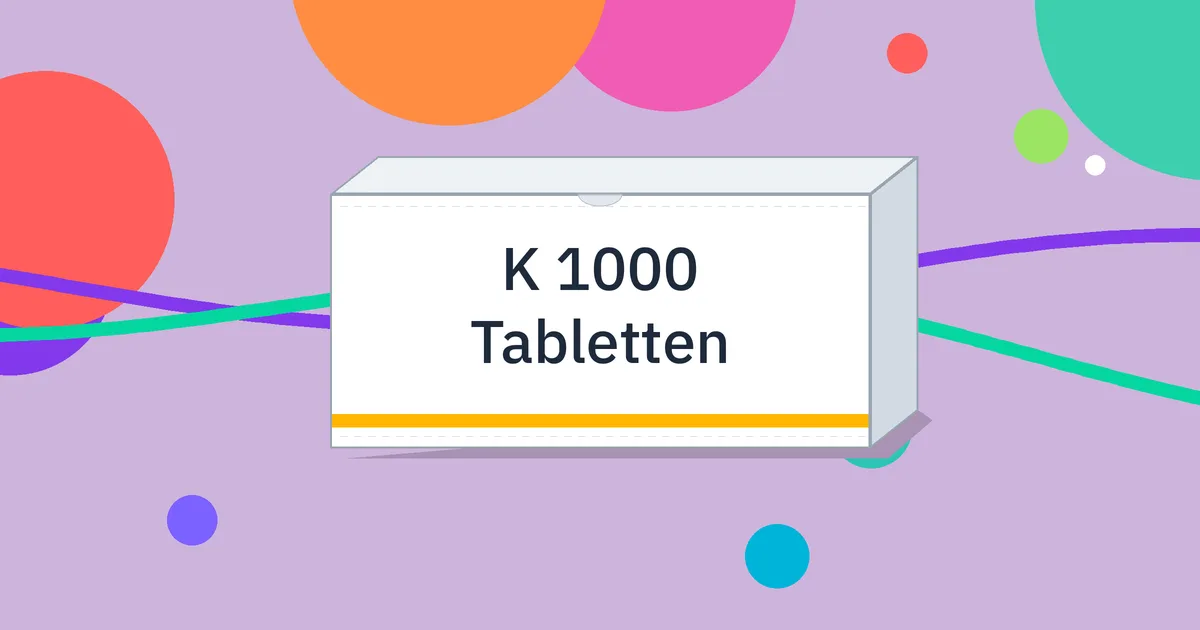 Symbolbild: Packung mit der Aufschrift K 1000 Tabletten (PZN 04430571) – Verfügbarkeit und Bezug in Apotheken in Frankfurt am Main