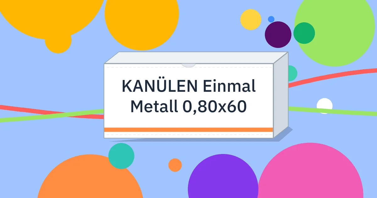 Symbolbild: Packung mit der Aufschrift KANÜLEN Einmal Metall 0,80x60 (PZN 01965047) – Verfügbarkeit und Bezug in Apotheken in Frankfurt am Main