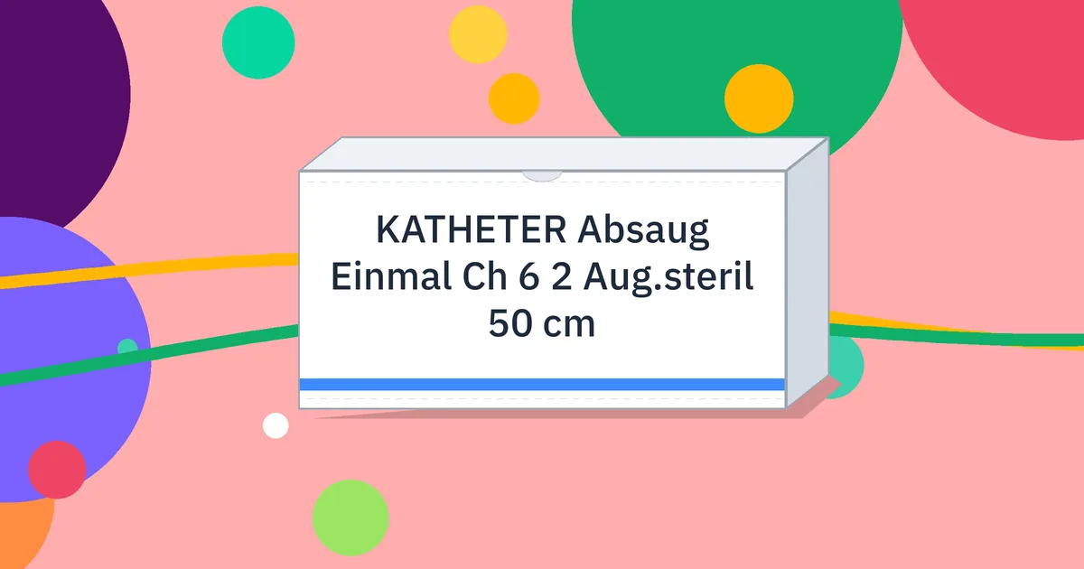 Symbolbild: Packung mit der Aufschrift KATHETER Absaug Einmal Ch 6 2 Aug.steril 50 cm (PZN 00272394) – Verfügbarkeit und Bezug in Apotheken in Frankfurt am Main