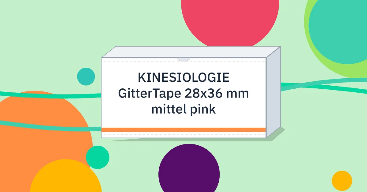 Symbolbild: Packung mit der Aufschrift KINESIOLOGIE GitterTape 28x36 mm mittel pink (PZN 09629975) – Verfügbarkeit und Bezug in Apotheken in Frankfurt am Main