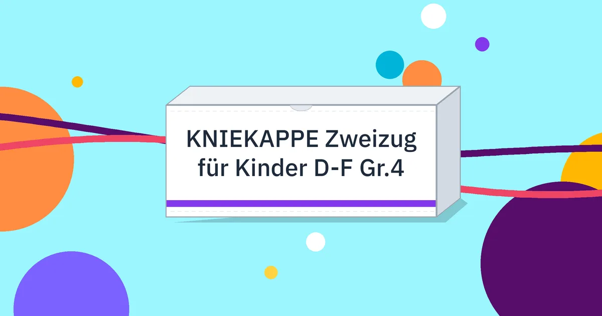 Symbolbild: Packung mit der Aufschrift KNIEKAPPE Zweizug für Kinder D-F Gr.4 (PZN 01738009) – Verfügbarkeit und Bezug in Apotheken in Frankfurt am Main