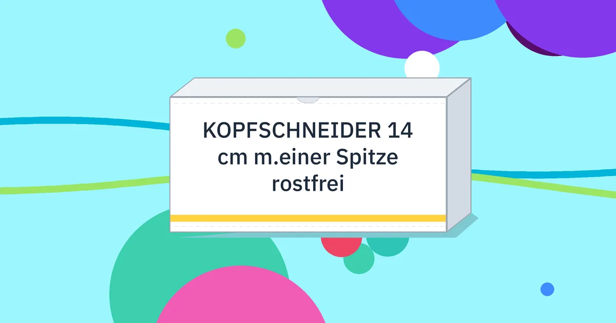 Symbolbild: Packung mit der Aufschrift KOPFSCHNEIDER 14 cm m.einer Spitze rostfrei (PZN 17287891) – Verfügbarkeit und Bezug in Apotheken in Frankfurt am Main