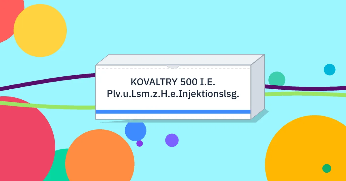 Symbolbild: Packung mit der Aufschrift KOVALTRY 500 I.E. Plv.u.Lsm.z.H.e.Injektionslsg. (PZN 11083302) – Verfügbarkeit und Bezug in Apotheken in Frankfurt am Main