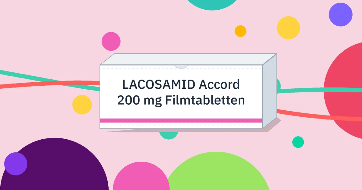 Symbolbild: Packung mit der Aufschrift LACOSAMID Accord 200 mg Filmtabletten (PZN 18756075) – Verfügbarkeit und Bezug in Apotheken in Frankfurt am Main