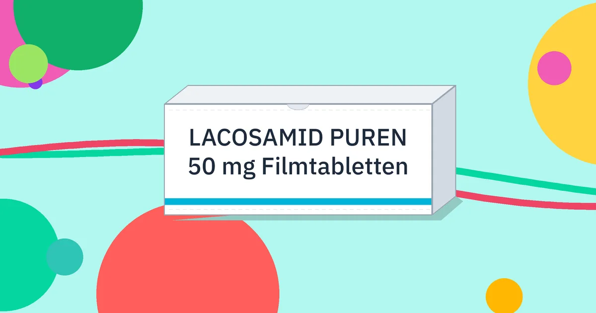 Symbolbild: Packung mit der Aufschrift LACOSAMID PUREN 50 mg Filmtabletten (PZN 17636819) – Verfügbarkeit und Bezug in Apotheken in Frankfurt am Main