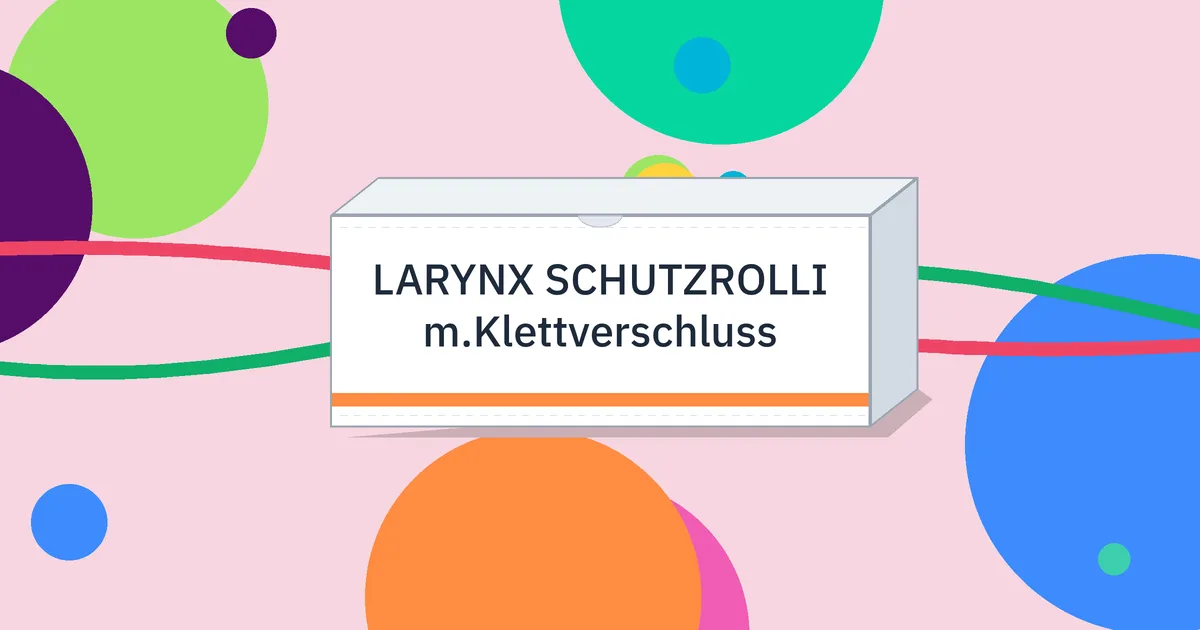 Symbolbild: Packung mit der Aufschrift LARYNX SCHUTZROLLI m.Klettverschluss (PZN 07308770) – Verfügbarkeit und Bezug in Apotheken in Frankfurt am Main
