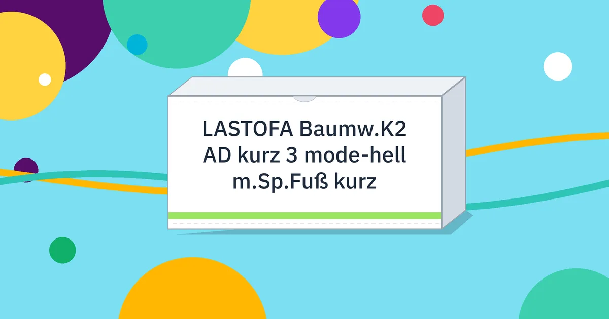 Symbolbild: Packung mit der Aufschrift LASTOFA Baumw.K2 AD kurz 3 mode-hell m.Sp.Fuß kurz (PZN 01945464) – Verfügbarkeit und Bezug in Apotheken in Frankfurt am Main