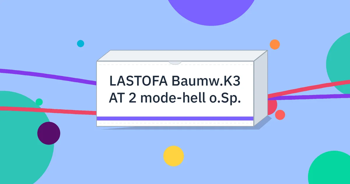 Symbolbild: Packung mit der Aufschrift LASTOFA Baumw.K3 AT 2 mode-hell o.Sp. (PZN 01958159) – Verfügbarkeit und Bezug in Apotheken in Frankfurt am Main