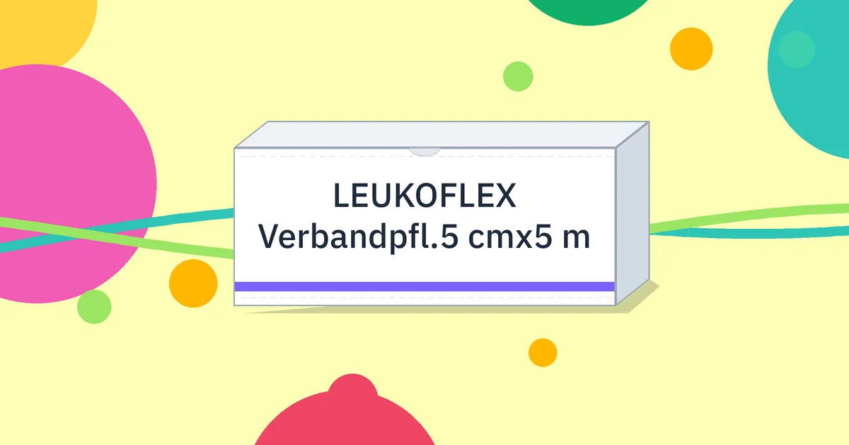Symbolbild: Packung mit der Aufschrift LEUKOFLEX Verbandpfl.5 cmx5 m (PZN 04593468) – Verfügbarkeit und Bezug in Apotheken in Frankfurt am Main