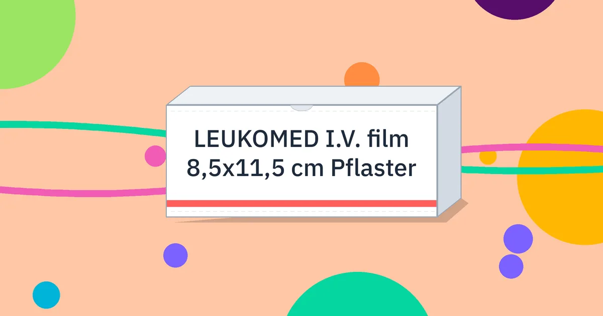 Symbolbild: Packung mit der Aufschrift LEUKOMED I.V. film 8,5x11,5 cm Pflaster (PZN 07706890) – Verfügbarkeit und Bezug in Apotheken in Frankfurt am Main