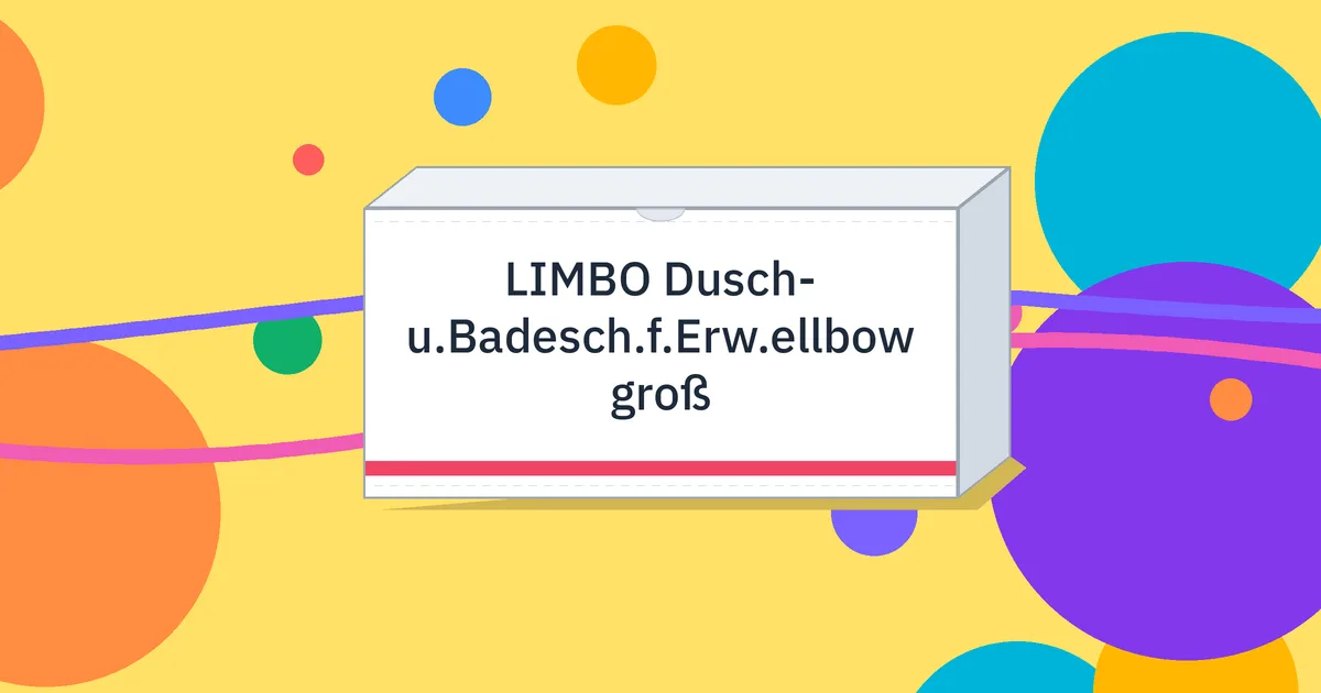 Symbolbild: Packung mit der Aufschrift LIMBO Dusch-u.Badesch.f.Erw.ellbow groß (PZN 14313197) – Verfügbarkeit und Bezug in Apotheken in Frankfurt am Main