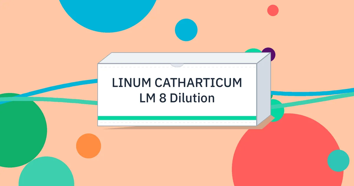 Symbolbild: Packung mit der Aufschrift LINUM CATHARTICUM LM 8 Dilution (PZN 13530030) – Verfügbarkeit und Bezug in Apotheken in Frankfurt am Main