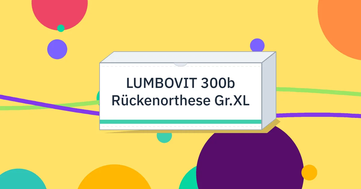Symbolbild: Packung mit der Aufschrift LUMBOVIT 300b Rückenorthese Gr.XL (PZN 11608727) – Verfügbarkeit und Bezug in Apotheken in Frankfurt am Main