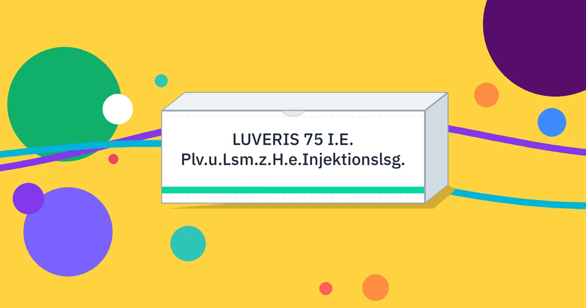 Symbolbild: Packung mit der Aufschrift LUVERIS 75 I.E. Plv.u.Lsm.z.H.e.Injektionslsg. (PZN 17591502) – Verfügbarkeit und Bezug in Apotheken in Frankfurt am Main