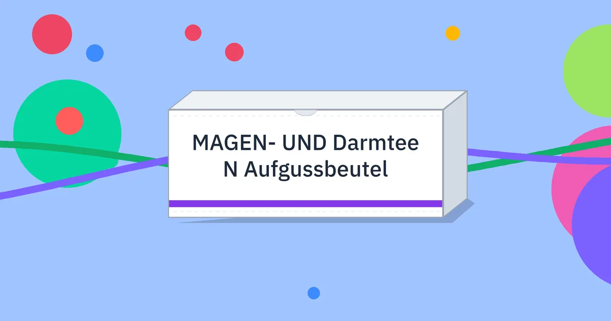Symbolbild: Packung mit der Aufschrift MAGEN- UND Darmtee N Aufgussbeutel (PZN 19473959) – Verfügbarkeit und Bezug in Apotheken in Frankfurt am Main