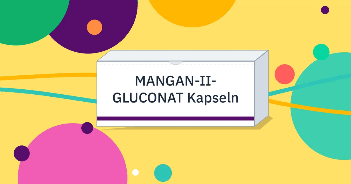 Symbolbild: Packung mit der Aufschrift MANGAN-II-GLUCONAT Kapseln (PZN 19632487) – Verfügbarkeit und Bezug in Apotheken in Frankfurt am Main