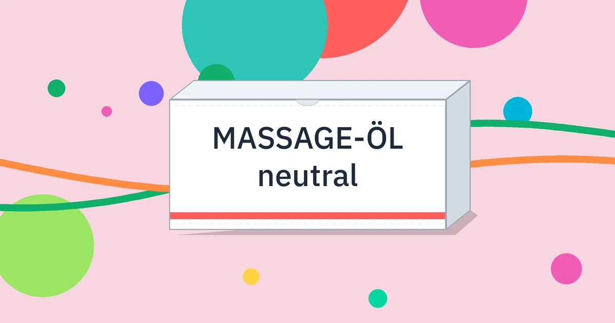 Symbolbild: Packung mit der Aufschrift MASSAGE-ÖL neutral (PZN 19076460) – Verfügbarkeit und Bezug in Apotheken in Frankfurt am Main