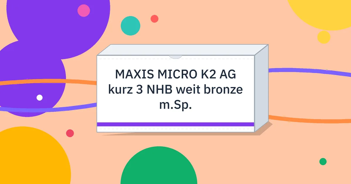 Symbolbild: Packung mit der Aufschrift MAXIS MICRO K2 AG kurz 3 NHB weit bronze m.Sp. (PZN 17673772) – Verfügbarkeit und Bezug in Apotheken in Frankfurt am Main