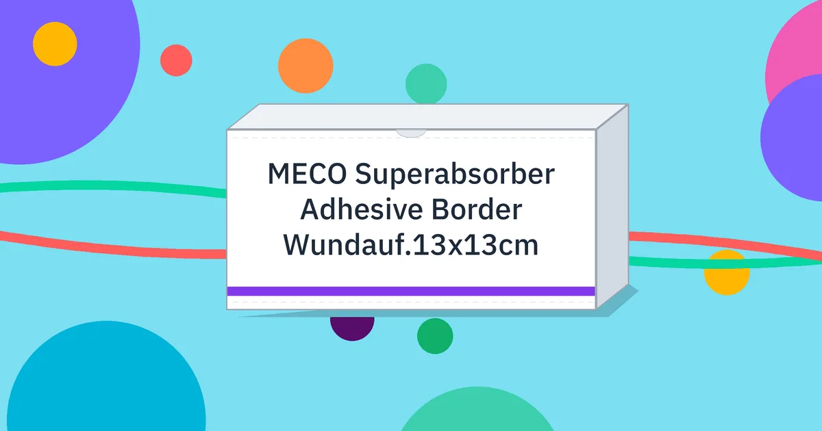 Symbolbild: Packung mit der Aufschrift MECO Superabsorber Adhesive Border Wundauf.13x13cm (PZN 20090809) – Verfügbarkeit und Bezug in Apotheken in Frankfurt am Main
