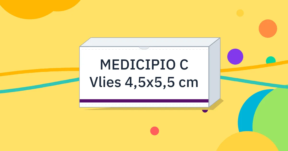 Symbolbild: Packung mit der Aufschrift MEDICIPIO C Vlies 4,5x5,5 cm (PZN 05731180) – Verfügbarkeit und Bezug in Apotheken in Frankfurt am Main