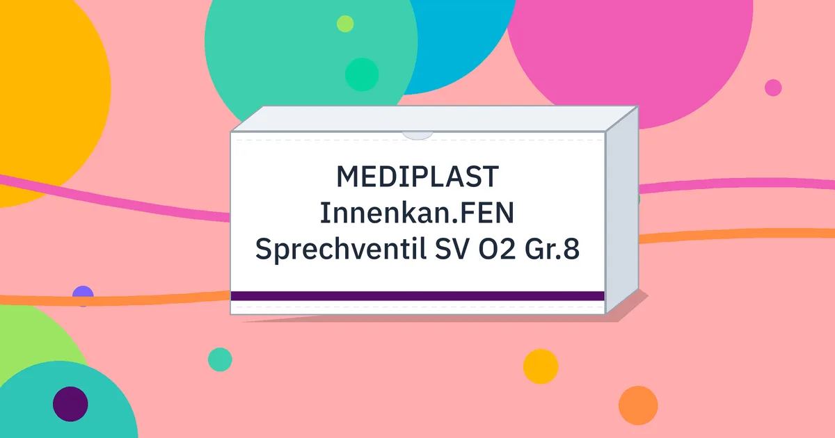 Symbolbild: Packung mit der Aufschrift MEDIPLAST Innenkan.FEN Sprechventil SV O2 Gr.8 (PZN 04528347) – Verfügbarkeit und Bezug in Apotheken in Frankfurt am Main