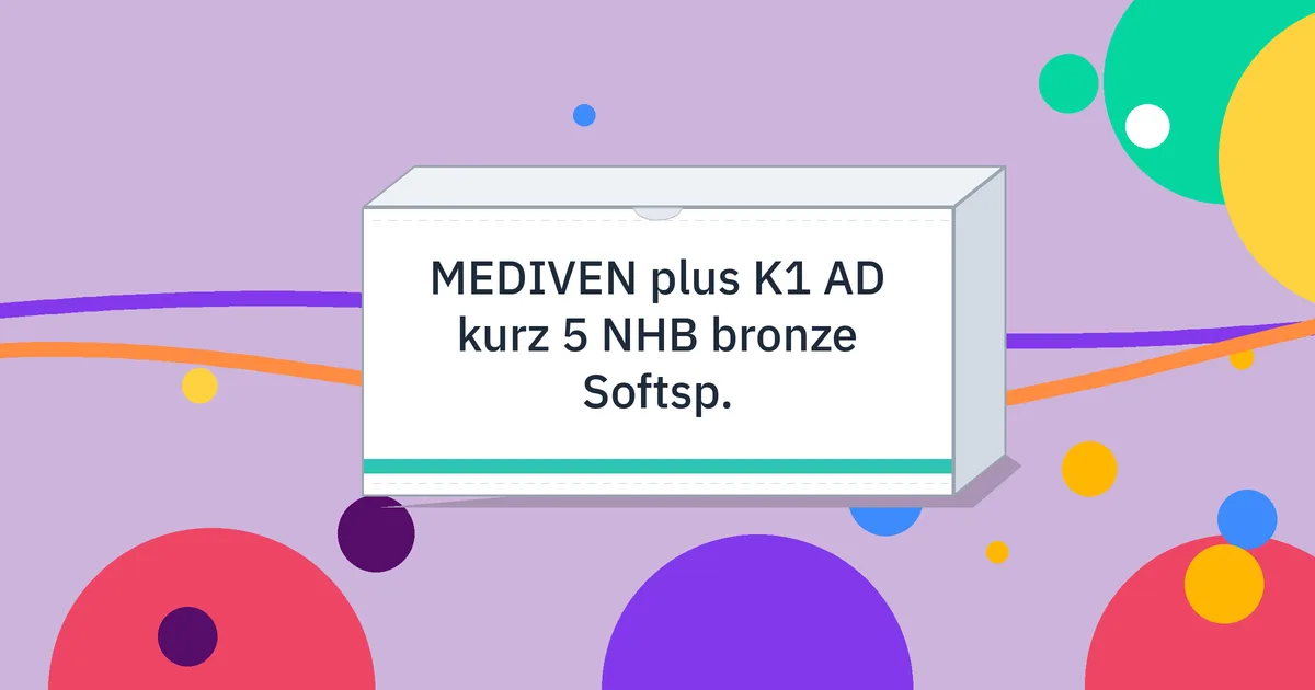 Symbolbild: Packung mit der Aufschrift MEDIVEN plus K1 AD kurz 5 NHB bronze Softsp. (PZN 15898455) – Verfügbarkeit und Bezug in Apotheken in Frankfurt am Main