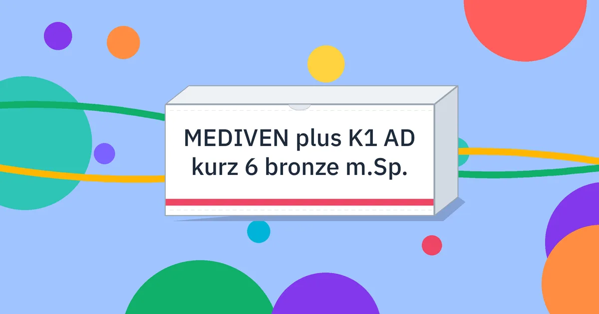 Symbolbild: Packung mit der Aufschrift MEDIVEN plus K1 AD kurz 6 bronze m.Sp. (PZN 15044658) – Verfügbarkeit und Bezug in Apotheken in Frankfurt am Main
