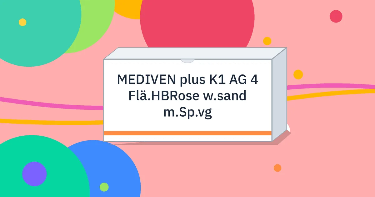 Symbolbild: Packung mit der Aufschrift MEDIVEN plus K1 AG 4 Flä.HBRose w.sand m.Sp.vg (PZN 18940301) – Verfügbarkeit und Bezug in Apotheken in Frankfurt am Main