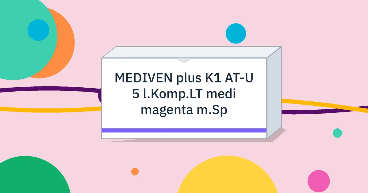 Symbolbild: Packung mit der Aufschrift MEDIVEN plus K1 AT-U 5 l.Komp.LT medi magenta m.Sp (PZN 15033488) – Verfügbarkeit und Bezug in Apotheken in Frankfurt am Main