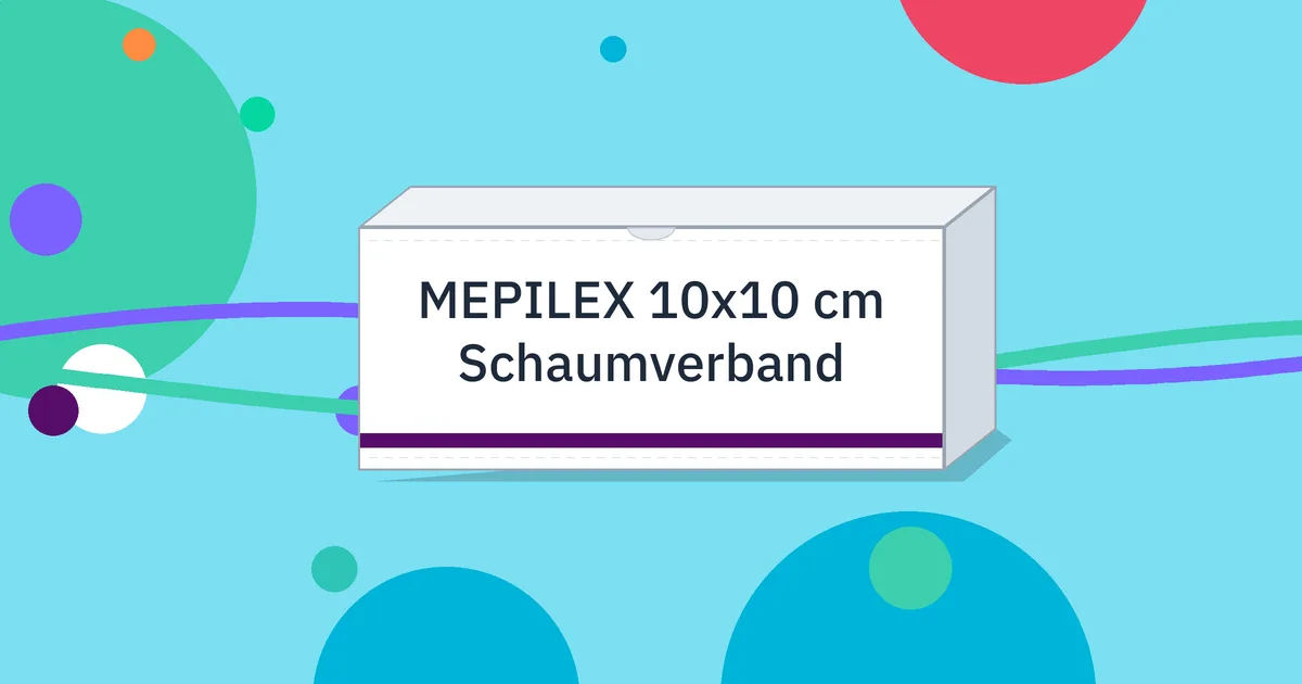 Symbolbild: Packung mit der Aufschrift MEPILEX 10x10 cm Schaumverband (PZN 19701886) – Verfügbarkeit und Bezug in Apotheken in Frankfurt am Main